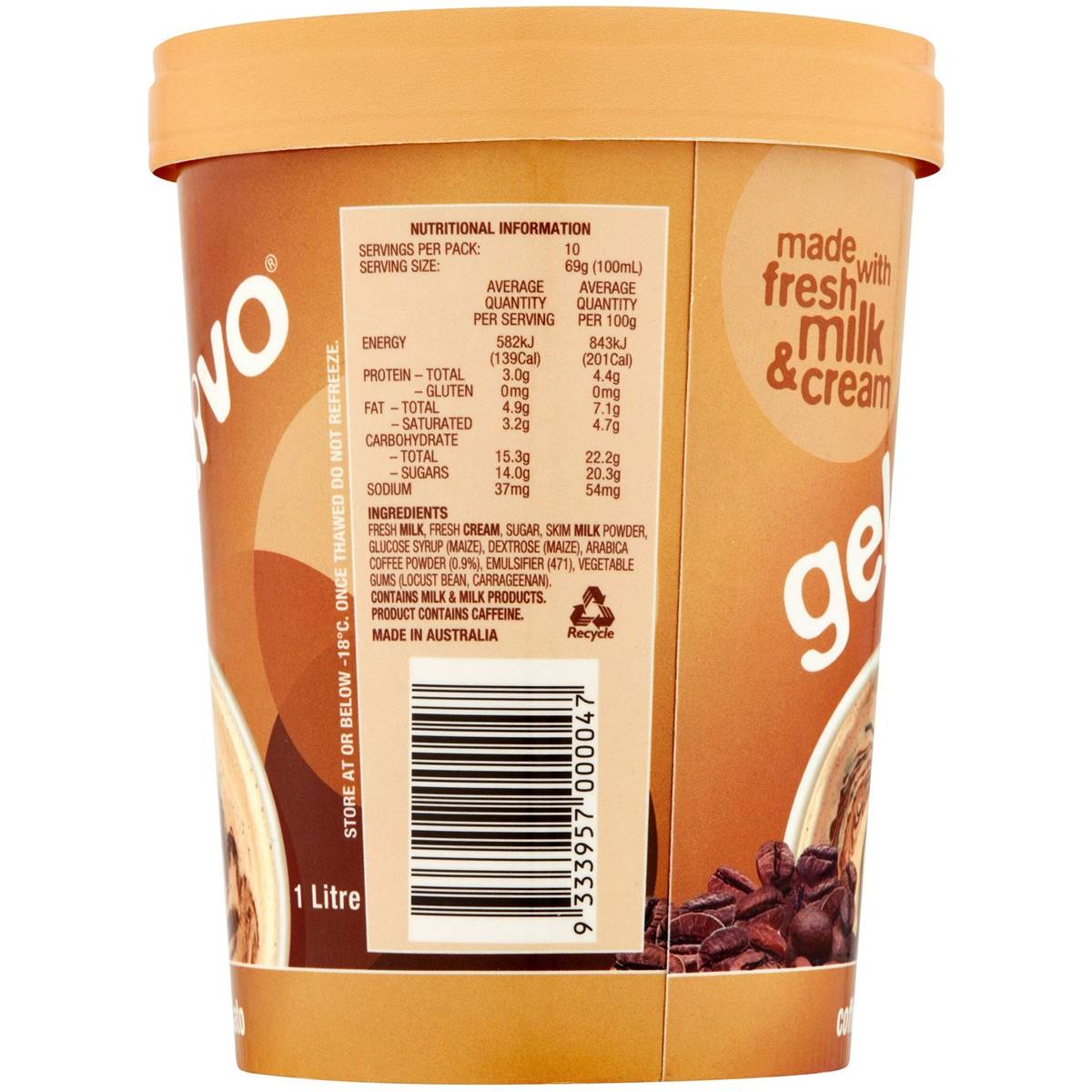 Gelativo Gelato Coffee 1l Tub | Woolworths