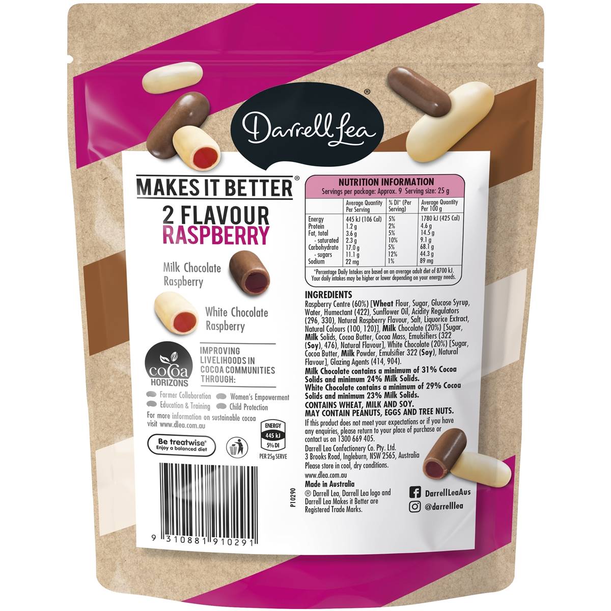 Darrell Lea Bullets 2 Flavour Raspberry 220g | Woolworths
