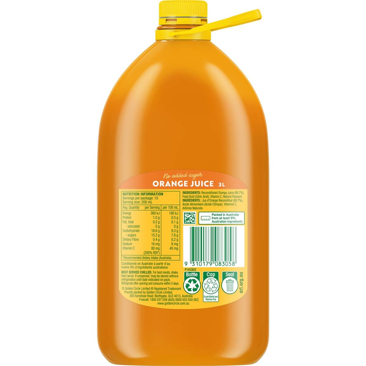 Golden Circle Orange Juice No Added Sugar Fruit Juices Oj 3l | Woolworths