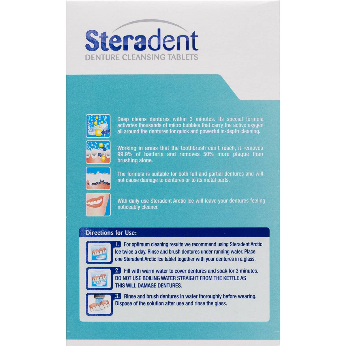 Steradent Arctic Ice Tablets Denture Care 48 Pack | Woolworths