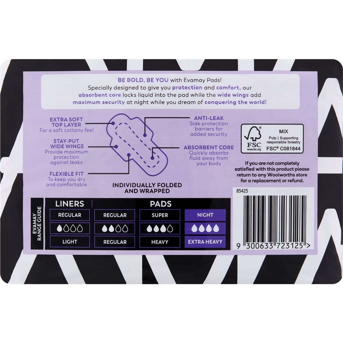 Evamay Pads With Wings Night 12 Pack | Woolworths