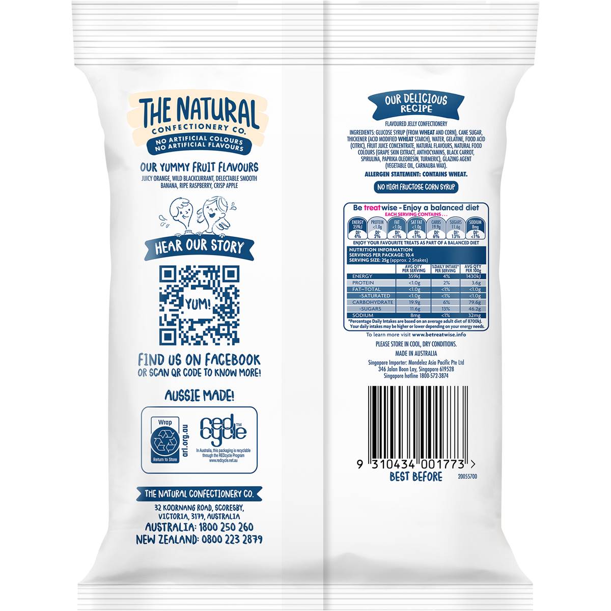 The Natural Confectionery Co. Snakes Lollies 260g | Woolworths