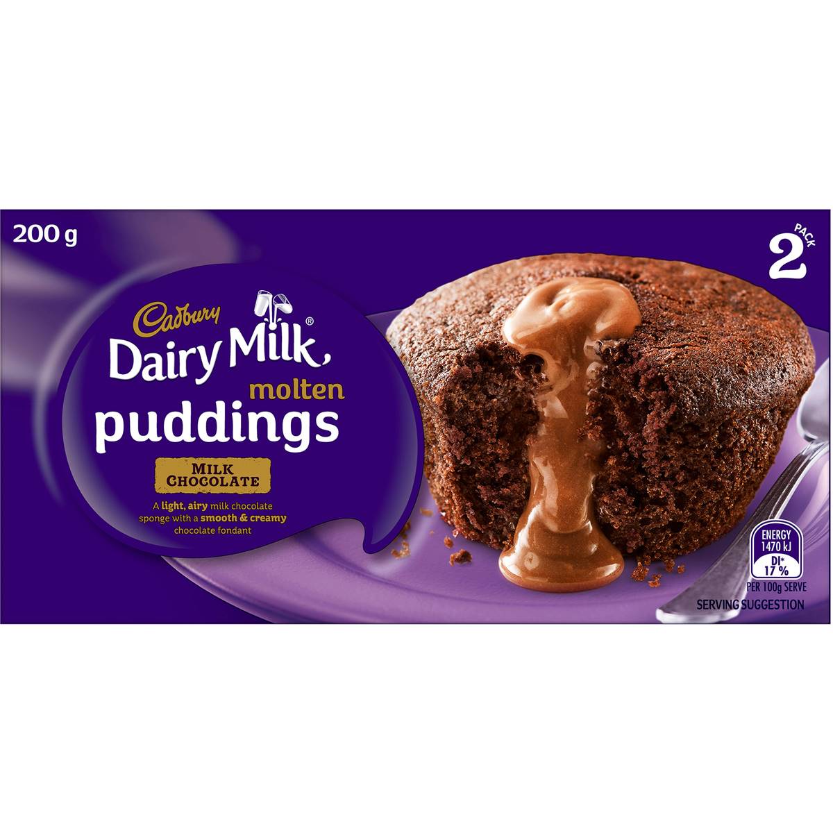 Cadbury Dairy Milk Molten Pudding Milk Chocolate 2 Pack | Woolworths