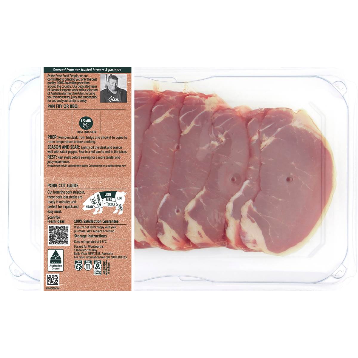 Woolworths Loin Steaks Pork 500g | Woolworths