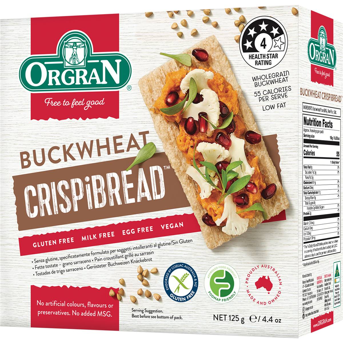 Orgran Gluten Free Crispbread Buckwheat 125g | Woolworths