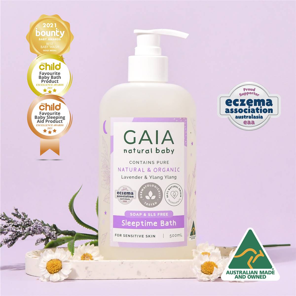 Gaia Natural Baby Bath Wash Sleeptime 500ml | Woolworths