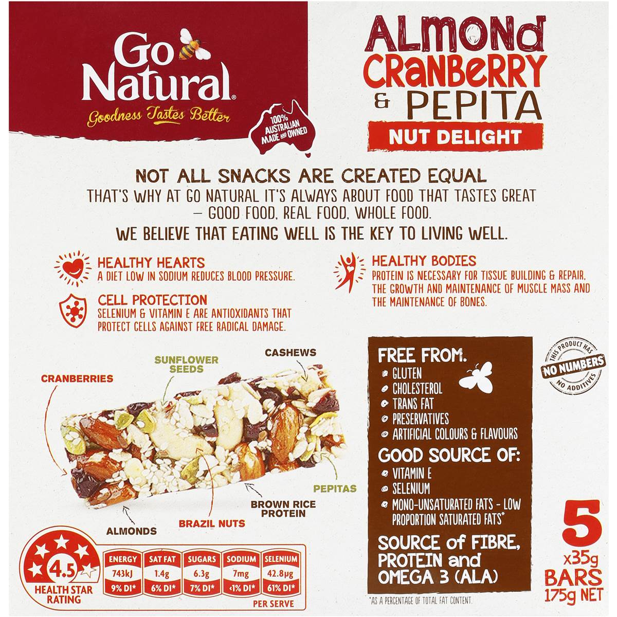 Go Natural Bars Almond Cranberry 175g | Woolworths
