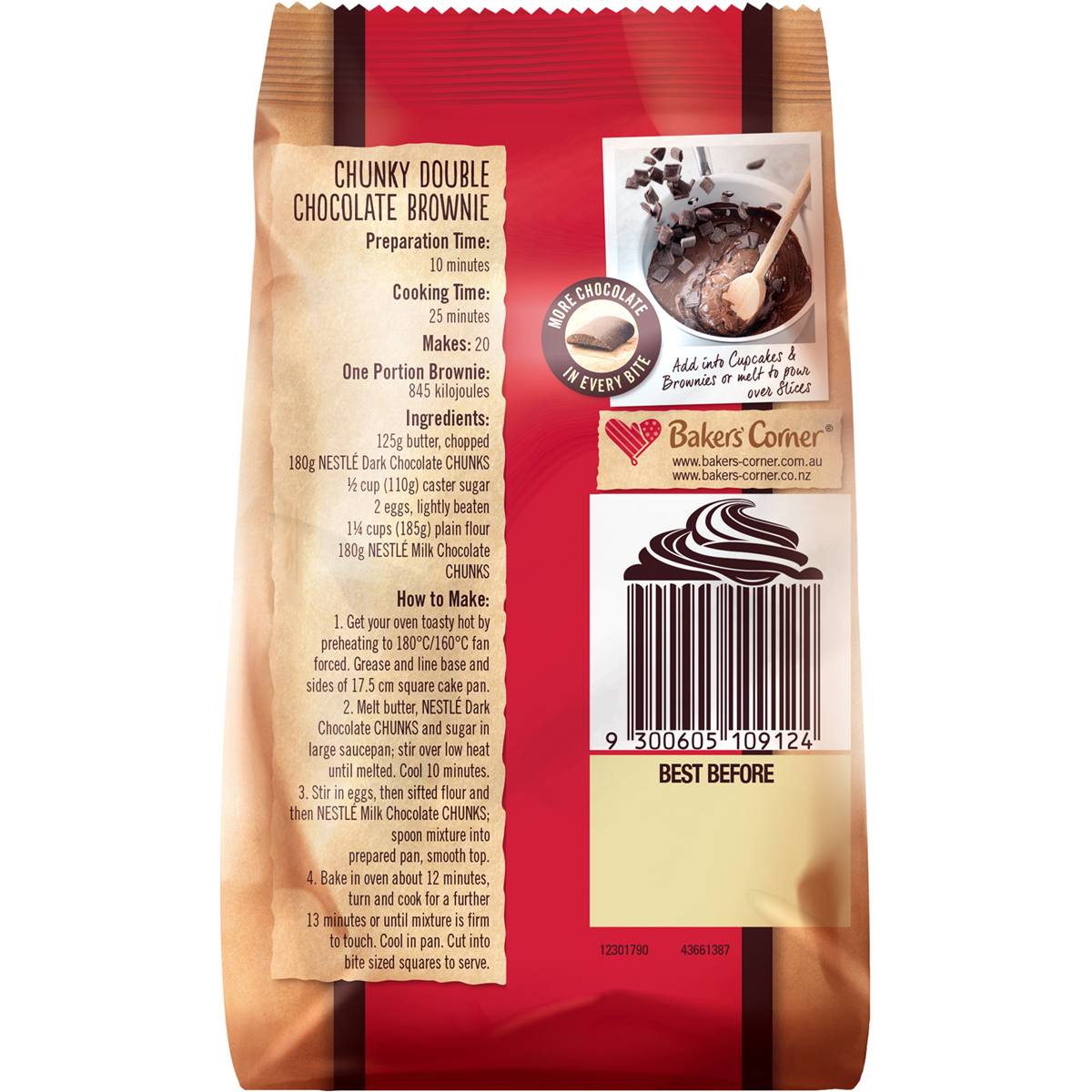 Nestle Baker's Choice Real Chocolate Chunks Dark 180g | Woolworths