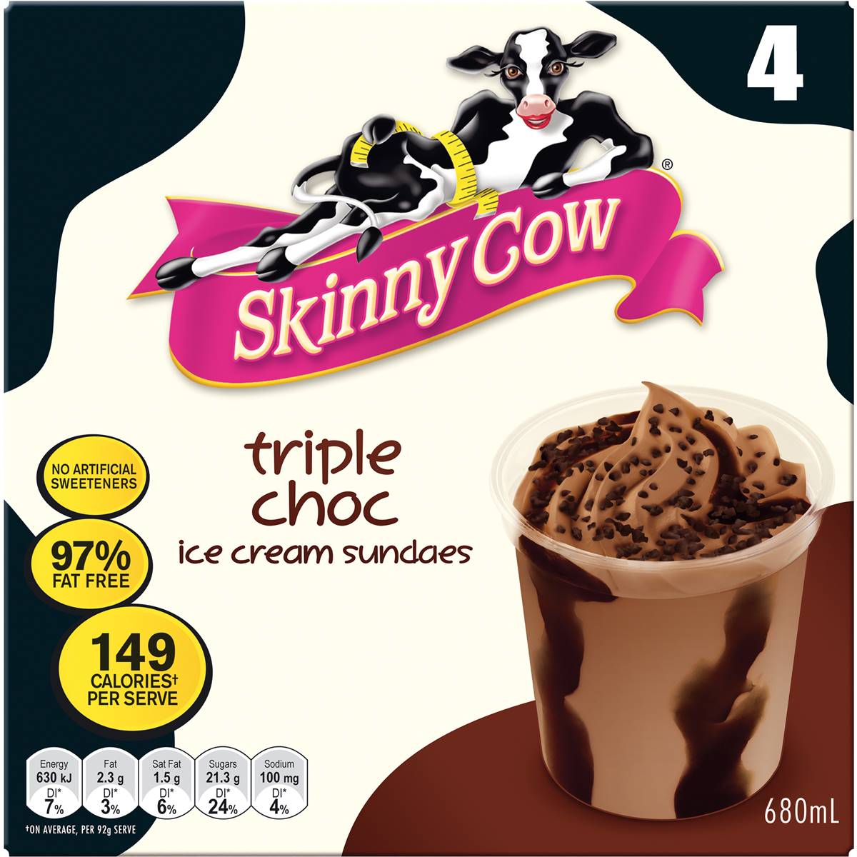 Skinny Cow Triple Choc Sundaes 4 Pack | Woolworths