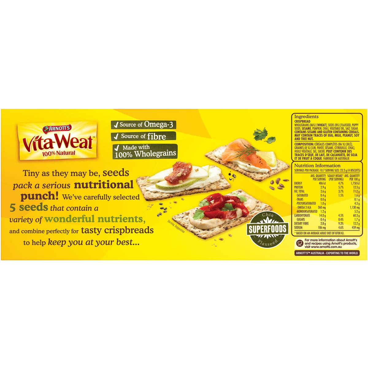 Arnott's Vita Weat Crispbread Five Super Seeds 250g | Woolworths