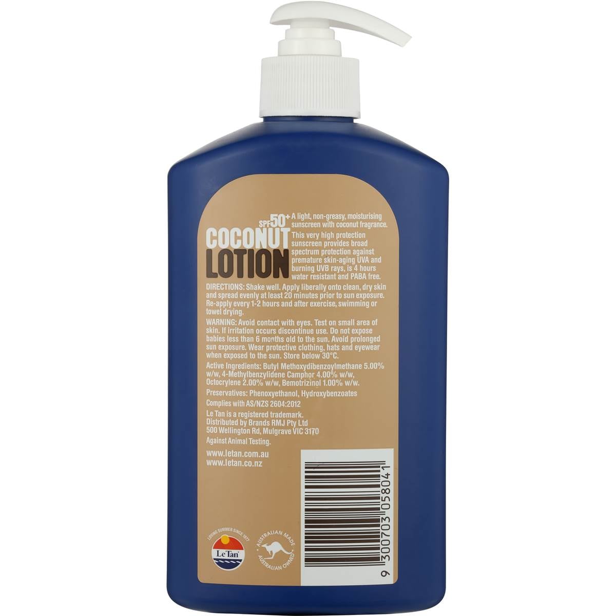 Le Tan Spf 50+ Sunscreen Coconut Lotion 500ml | Woolworths