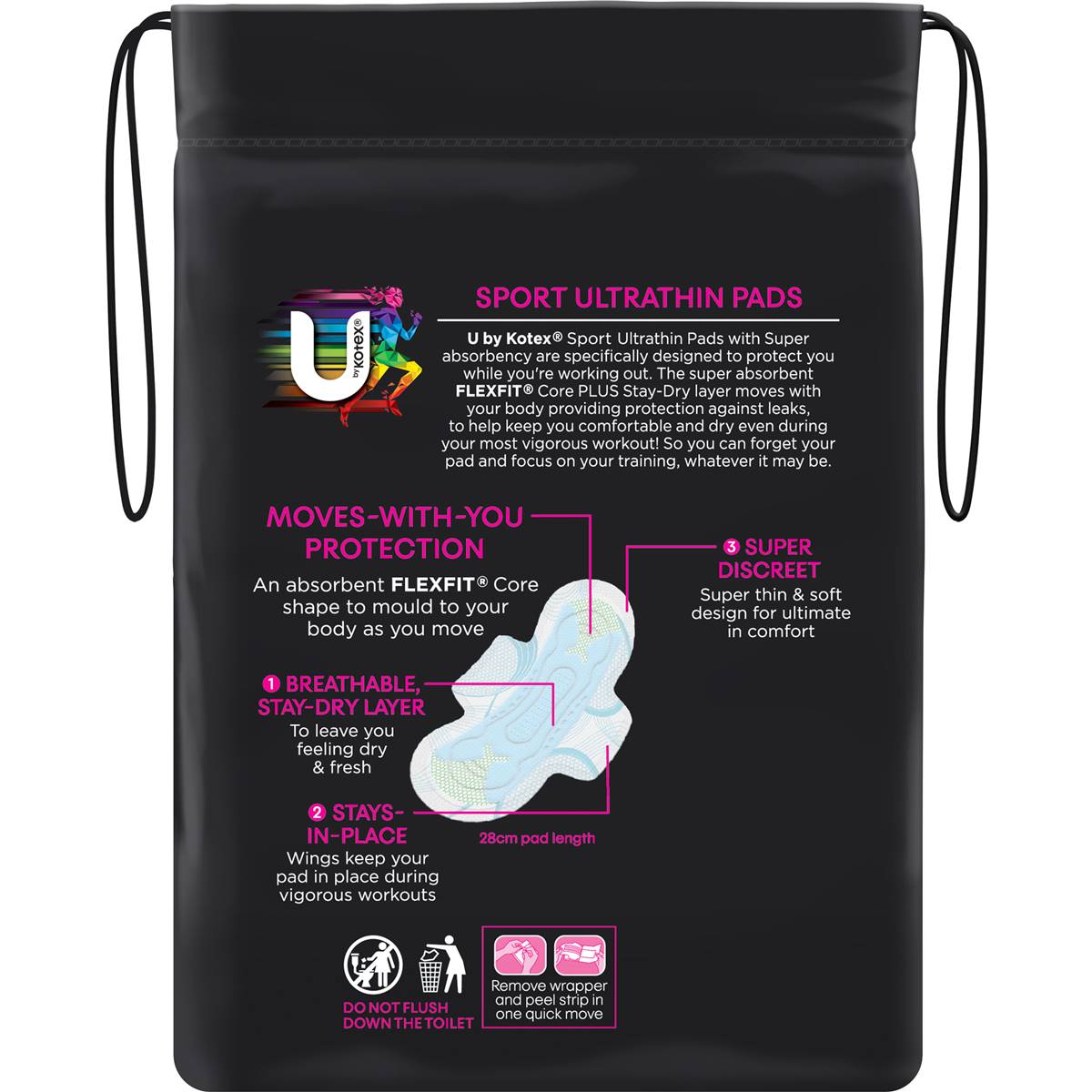 U By Kotex Sport Ultrathin Pads Super With Wings 10 Pack | Woolworths