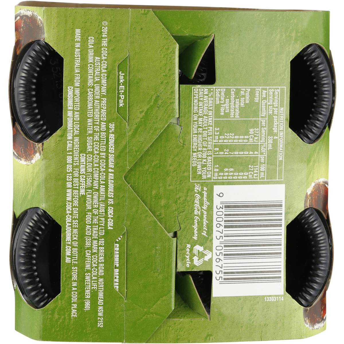 Coca-cola Life Bottles 4x330ml Pack | Woolworths