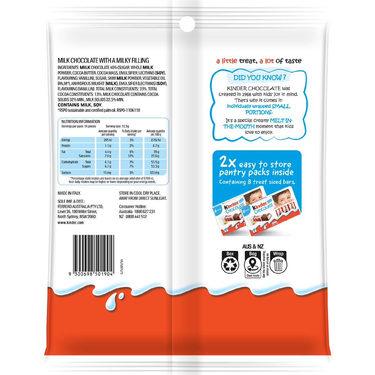 Kinder Chocolate Sharepack 16 Pack | Woolworths