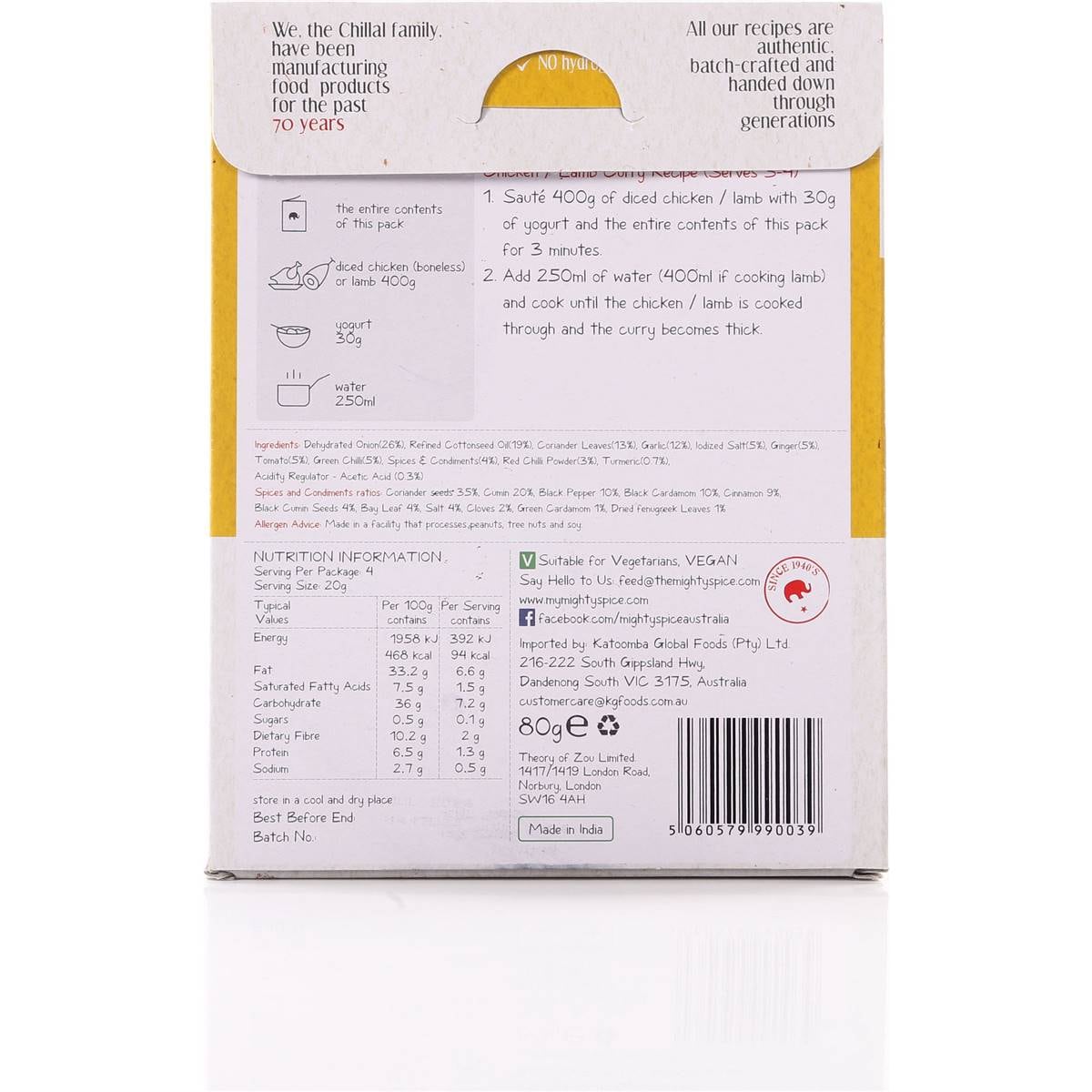 Mighty Spice Chicken Curry 80g | Woolworths