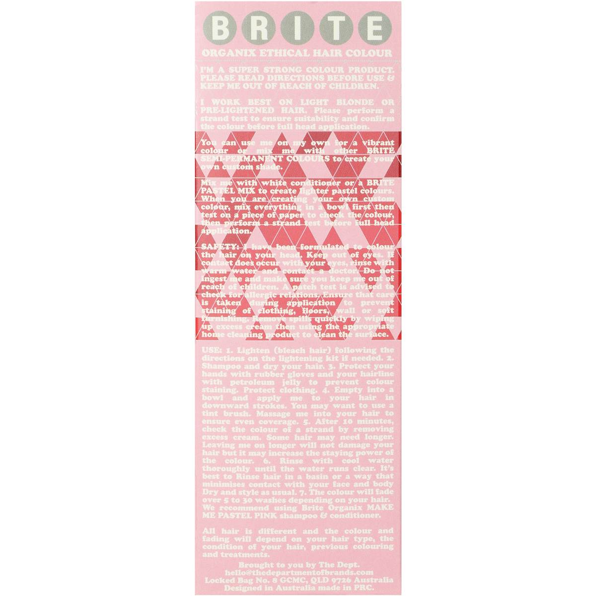 Brite Organix Semi Permanent Hair Colour Pastel Pink 75ml | Woolworths