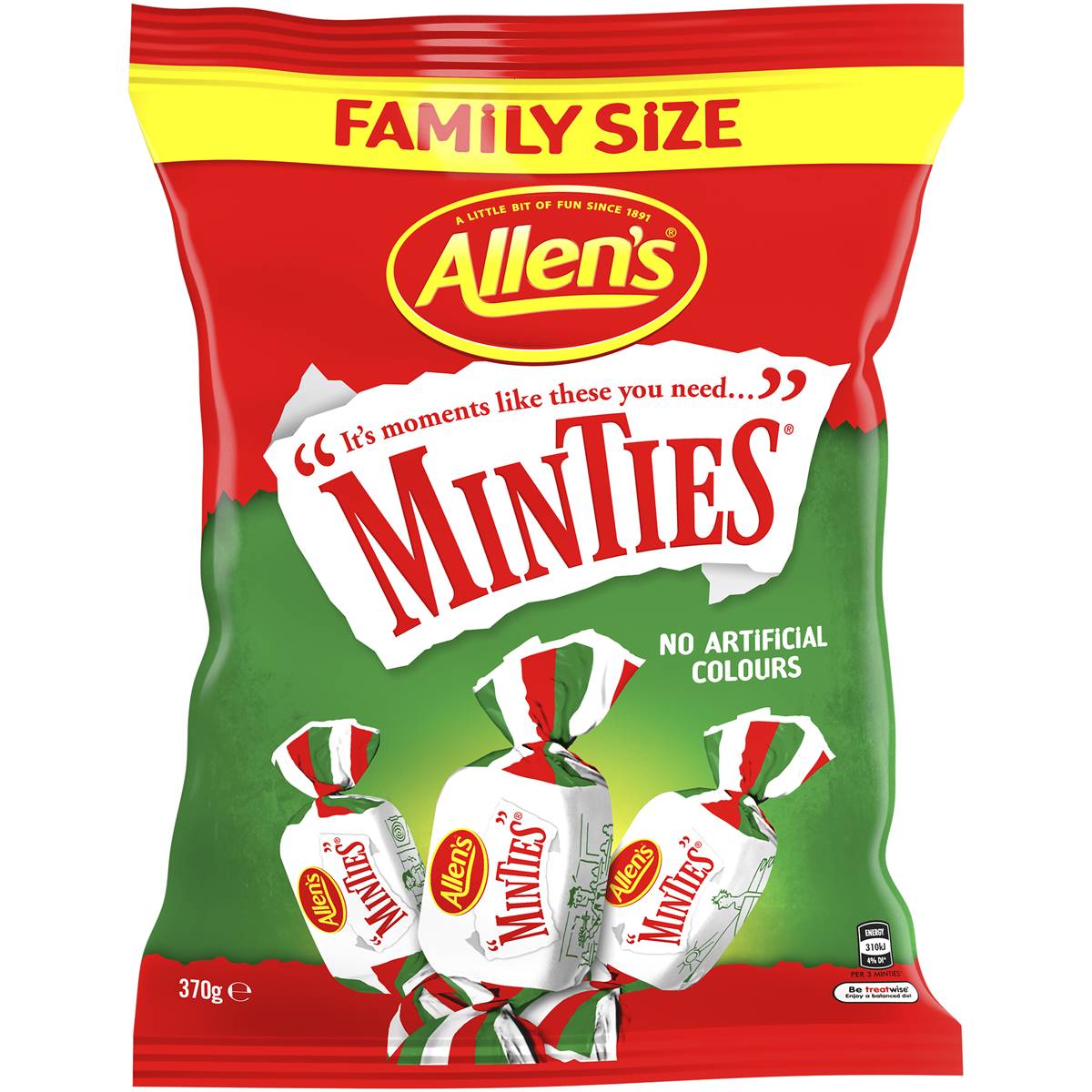 Allen s Minties Family Bag Lollies 370g Woolworths Allen s Minties Family Bag Lollies 370g Woolworths