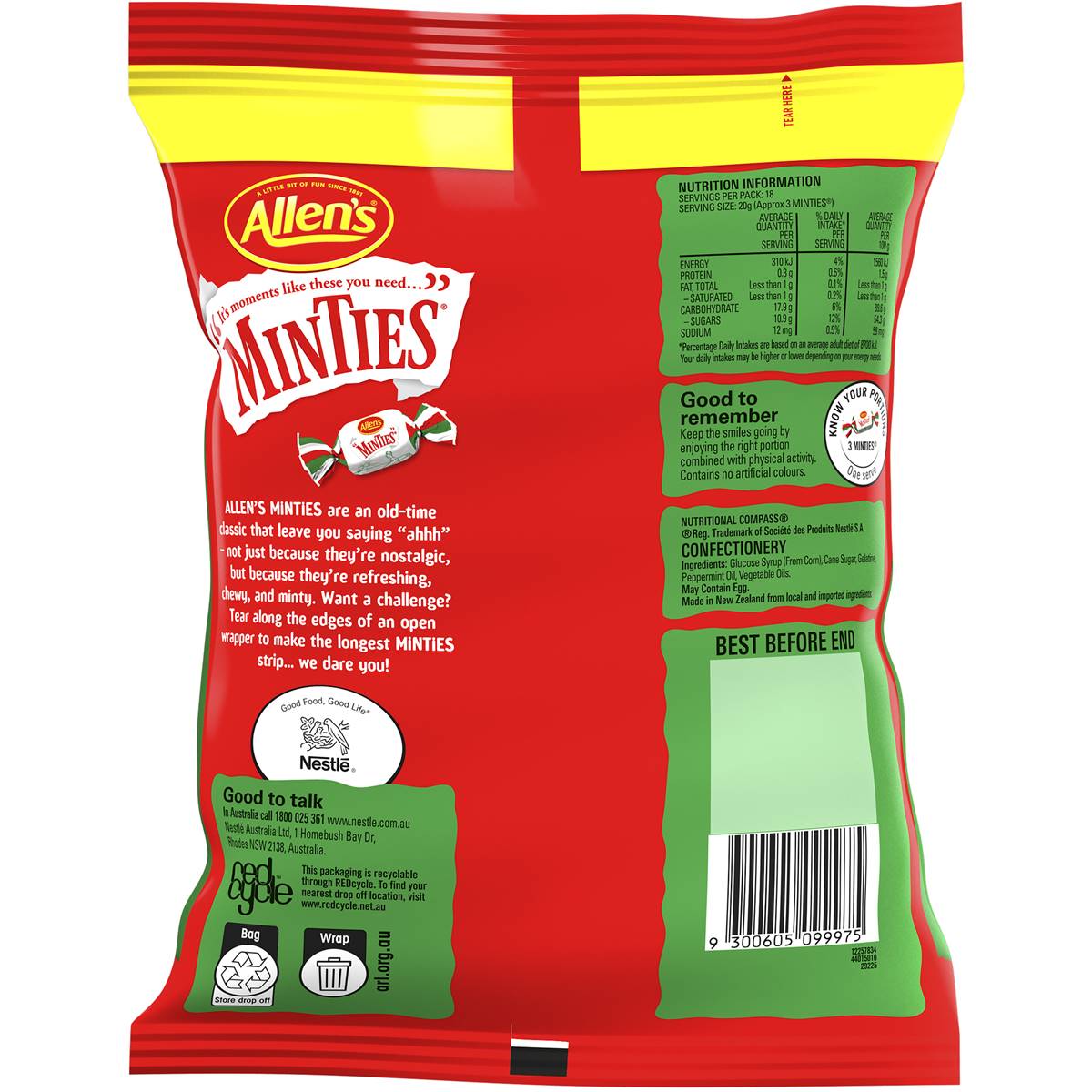 Allen's Minties Family Bag Lollies 370g | Woolworths
