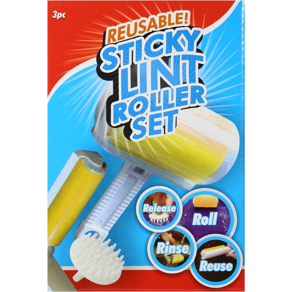 Schticky Lint Roller Set 3 Piece Reusable Each | Woolworths