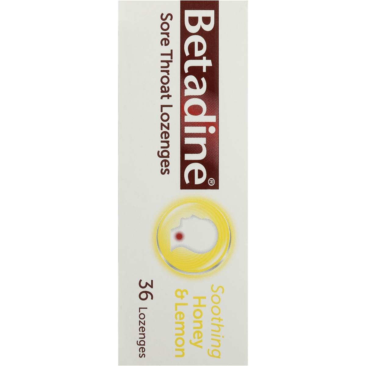 Betadine Sore Throat Lozenges Honey & Lemon 36pk | Woolworths
