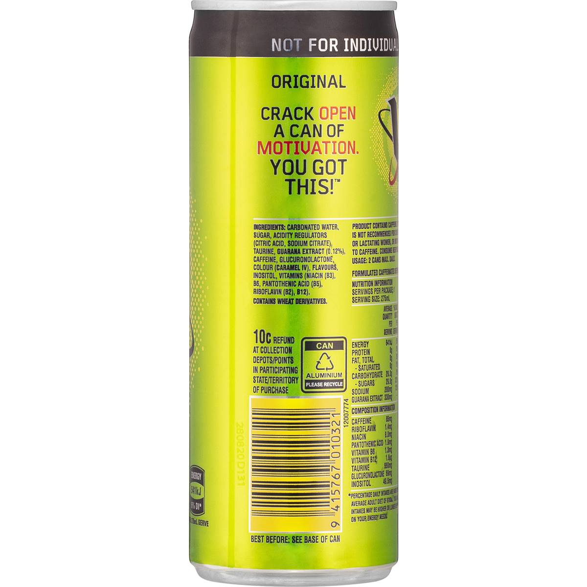 V Energy Drink 275ml X4 Pack | Woolworths