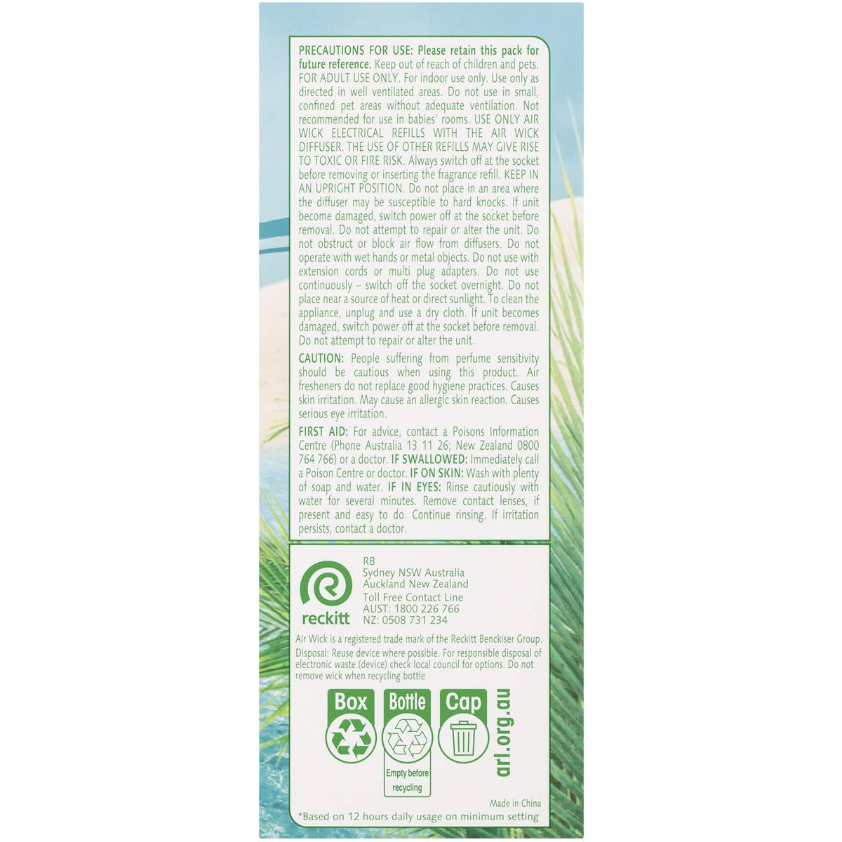 Air Wick Life Scents Turquoise Oasis Plug In Diffuser 19m | Woolworths