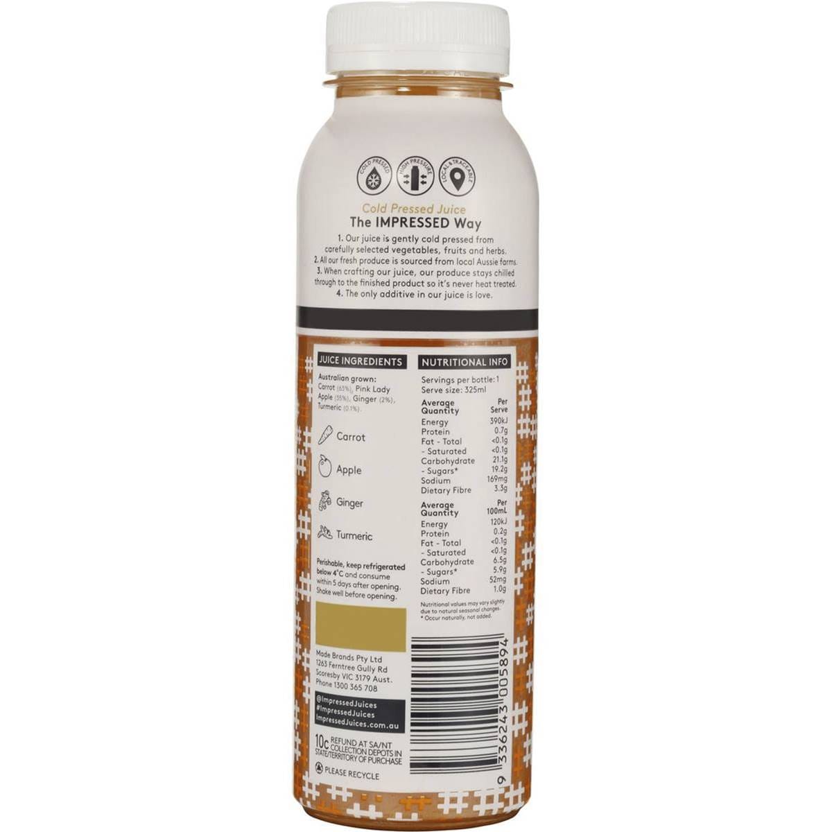 Impressed Cold Pressed Juice Ginger Ninja 325ml | Woolworths