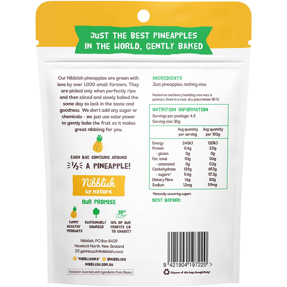 Nibblish Gently Baked Pineapple 90g | Woolworths