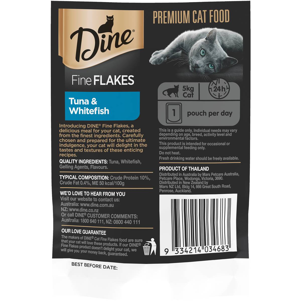 Dine Fine Flakes Tuna & Whitefish Wet Cat Food 35g | Woolworths