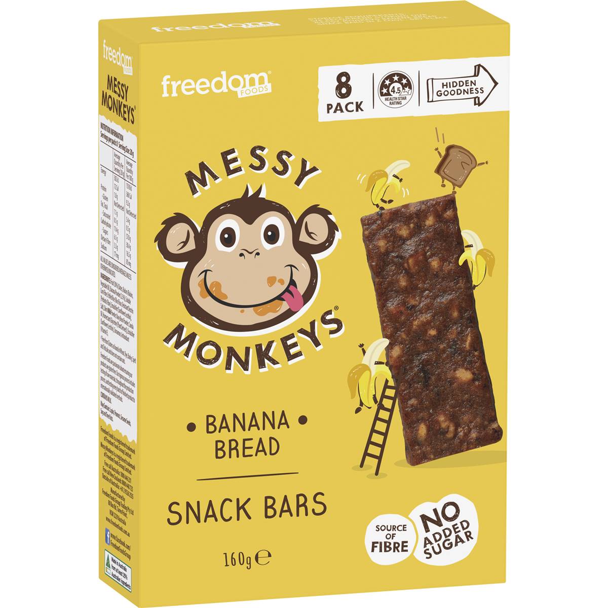 Messy Monkeys Banana Bread Bars 8 Pack | Woolworths