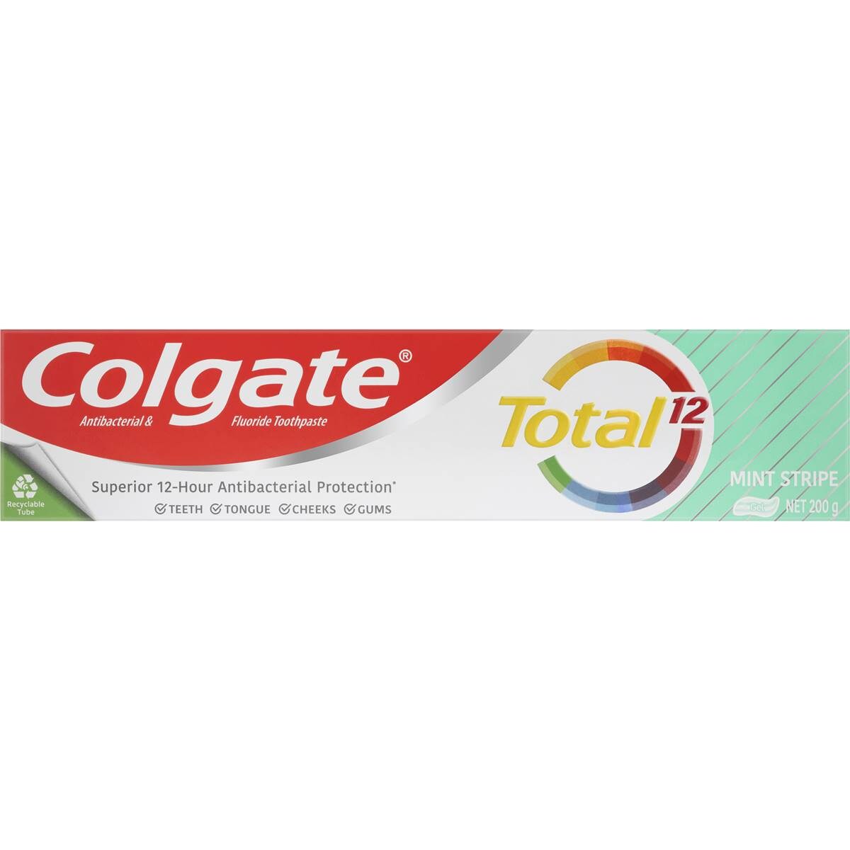 Colgate Antibacterial Toothpaste Total Mint Stripe Gel 200g | Woolworths