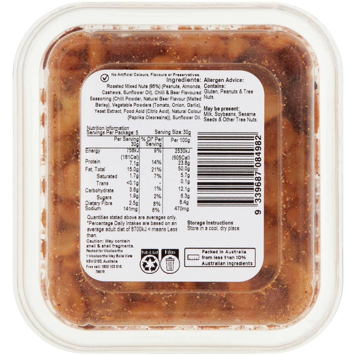 Woolworths Snack Pot Nut Mix Chilli & Beer Flavour 150g | Woolworths
