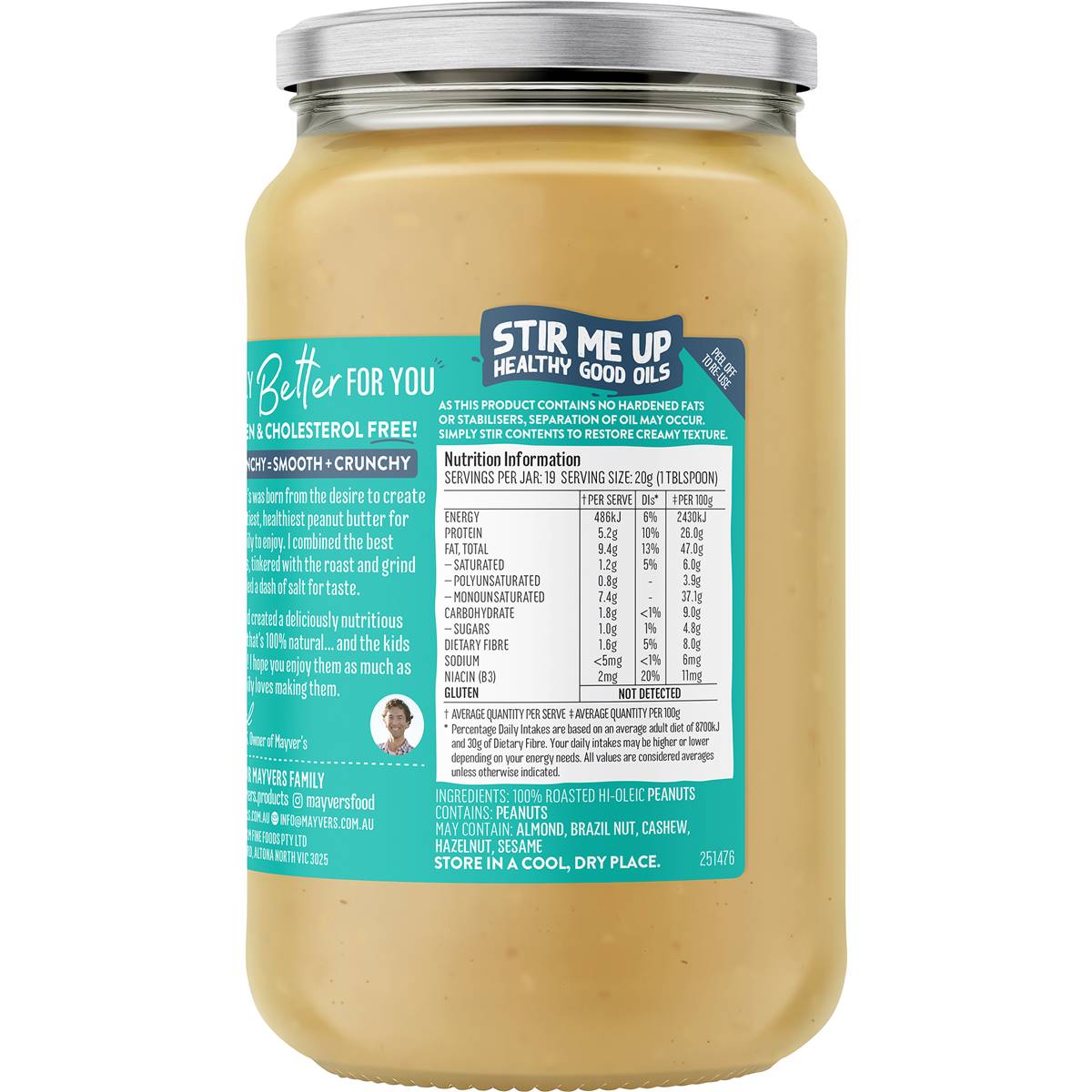 Mayver's Unsalted Smunchy Peanut Butter 375g | Woolworths