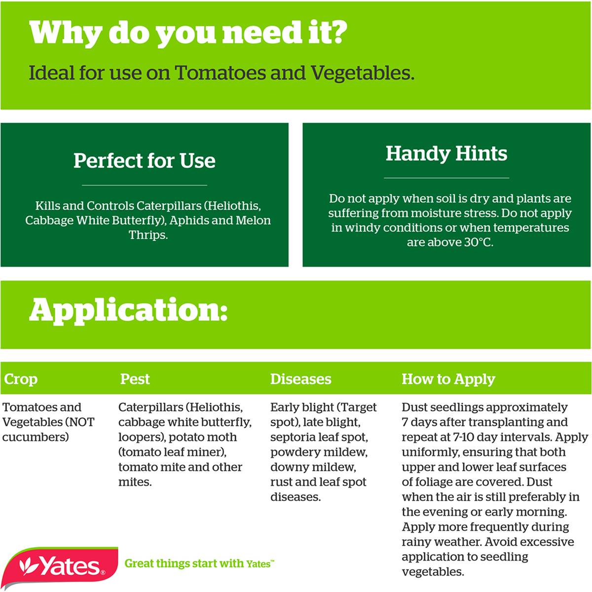 Yates Tomato & Vegetable Insecticide & Fungicide Dust 500g | Woolworths