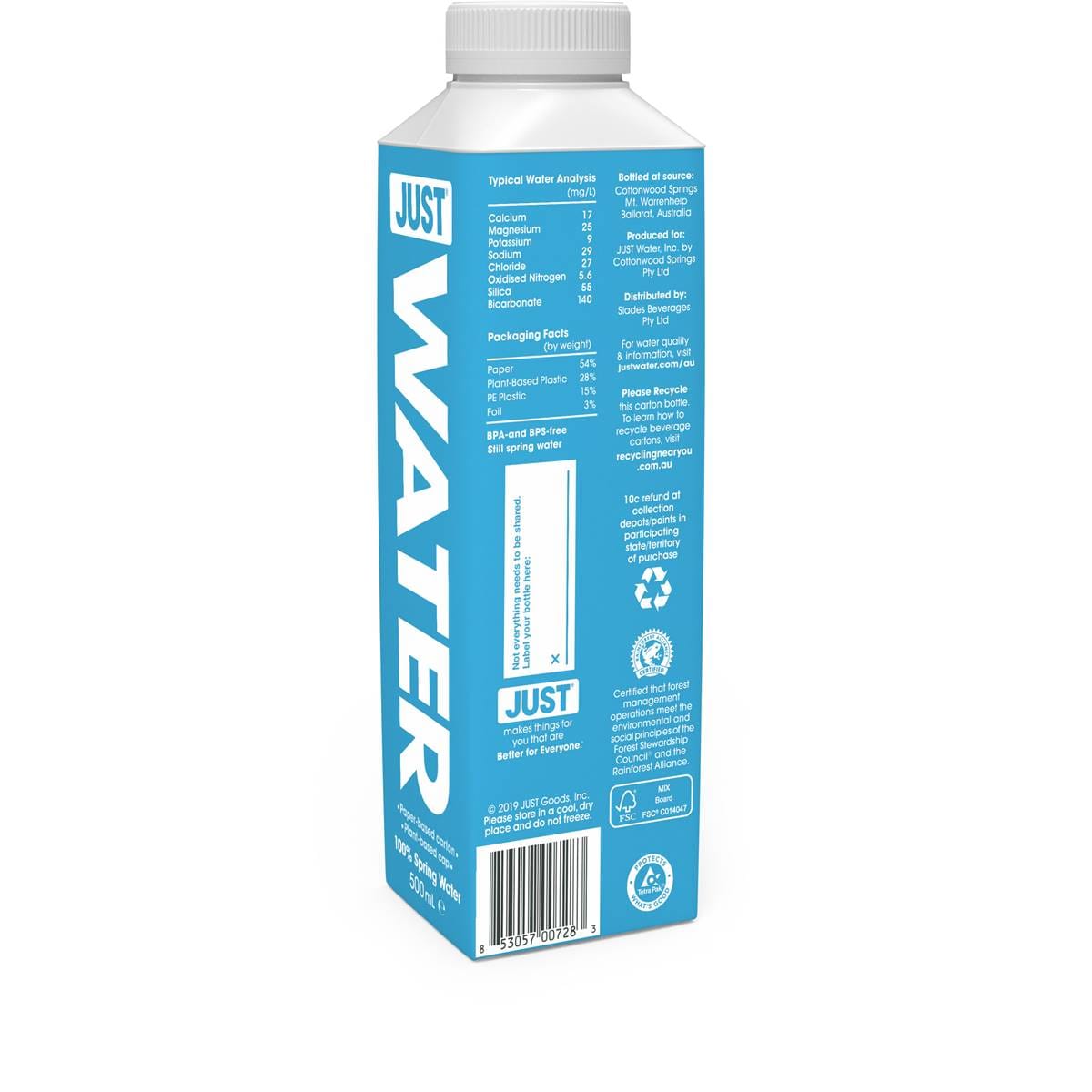 Just Water Spring Water 500ml | Woolworths