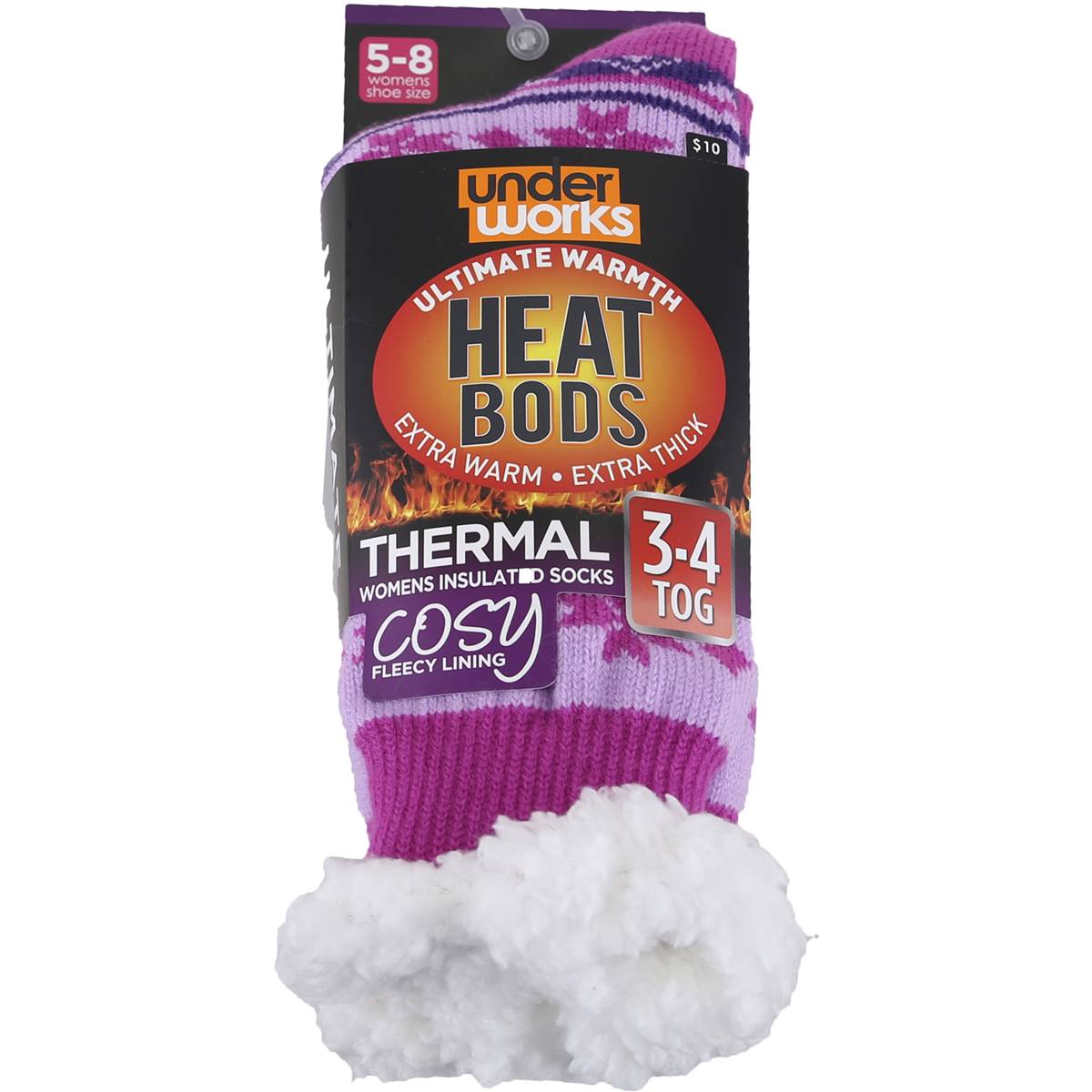 Underworks Heat Bods Ladies Crew Sherpa Pink Sizes 5 To 8 Each | Woolworths