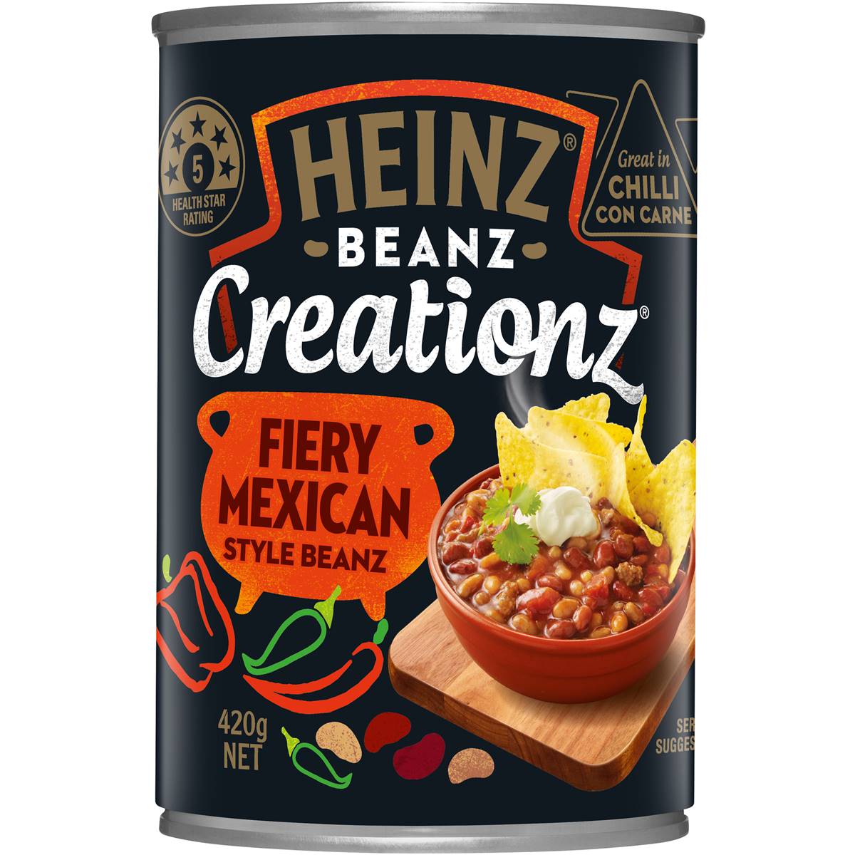 Heinz Beanz Creationz Baked Beans Fiery Mexican Style Beanz 420g ...