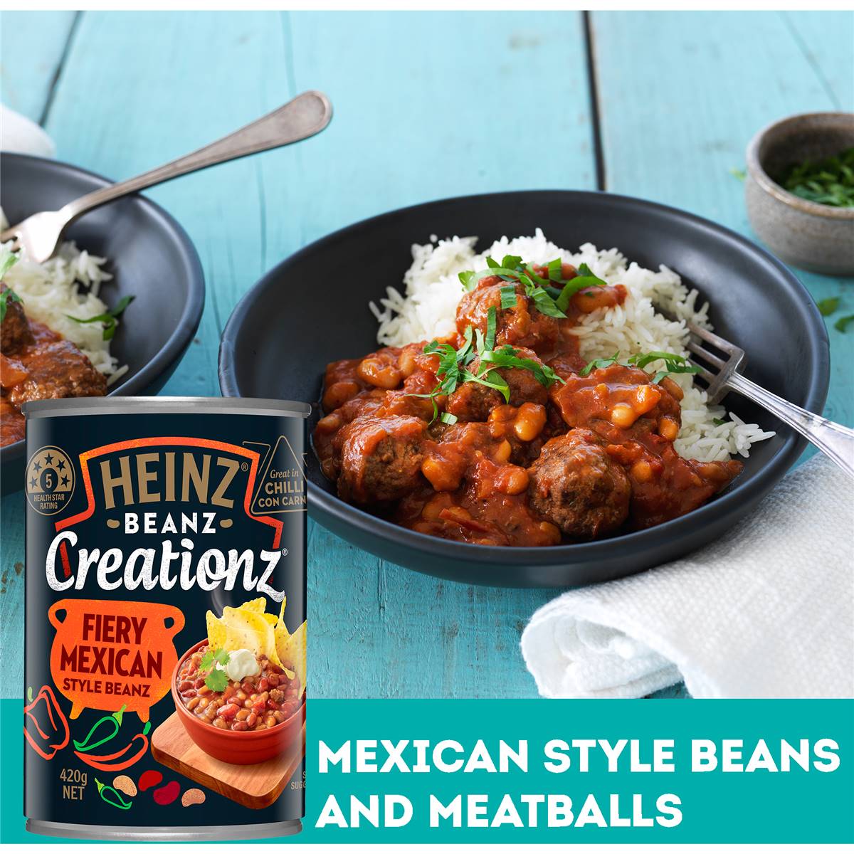 Heinz Beanz Creationz Baked Beans Fiery Mexican Style Beanz 420g ...