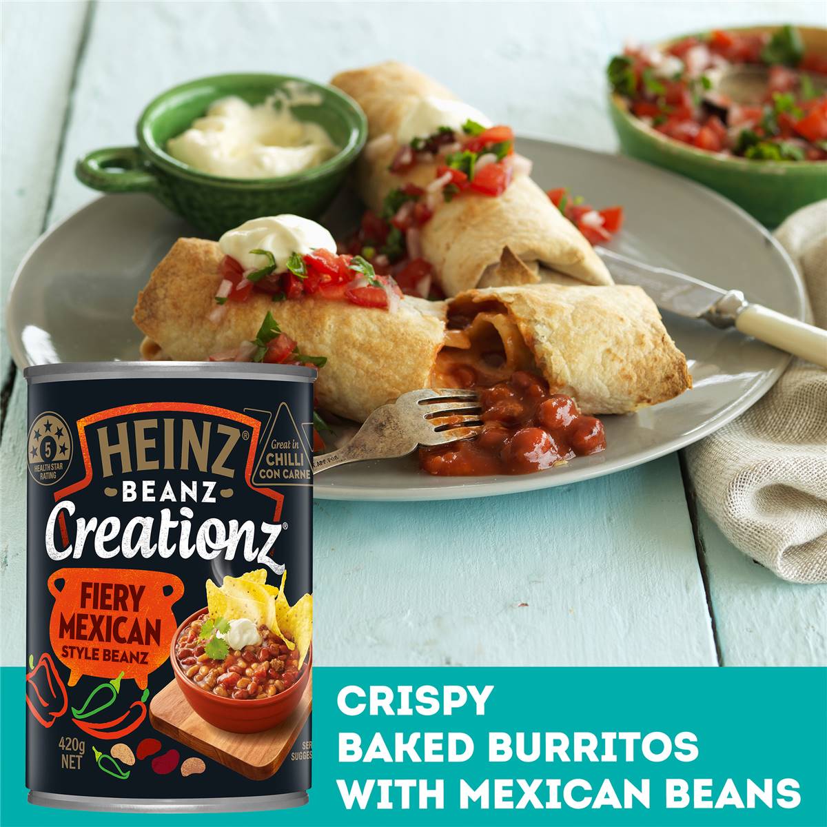 Heinz Beanz Creationz Baked Beans Fiery Mexican Style Beanz 420g ...