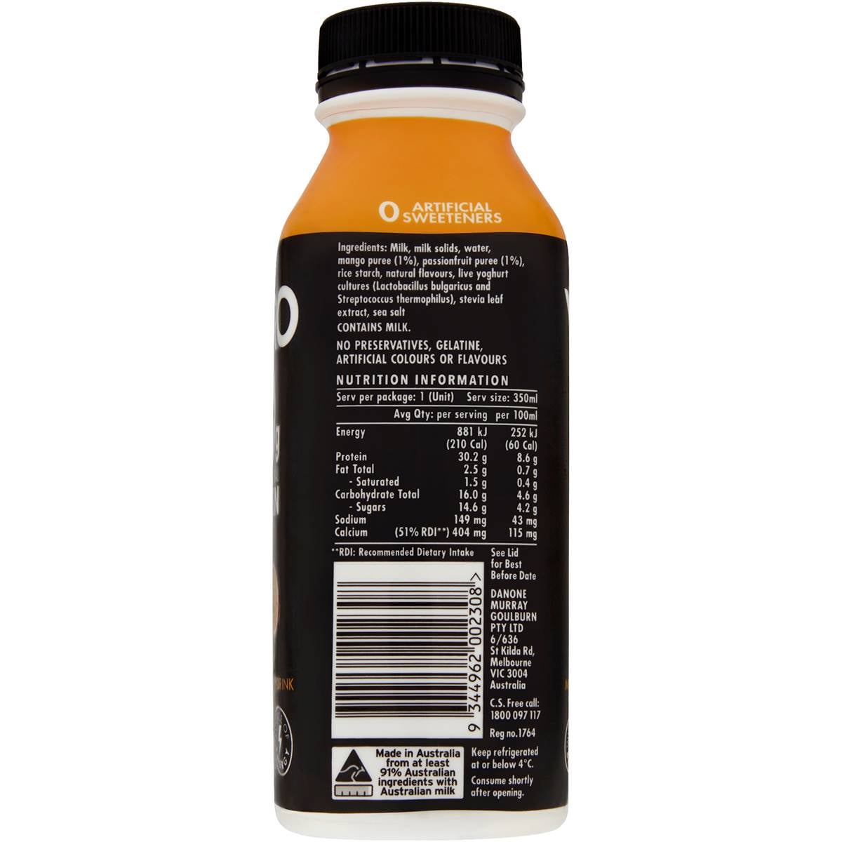 Danone Yopro Mango Passionfruit Drink Yoghurt 350ml | Woolworths