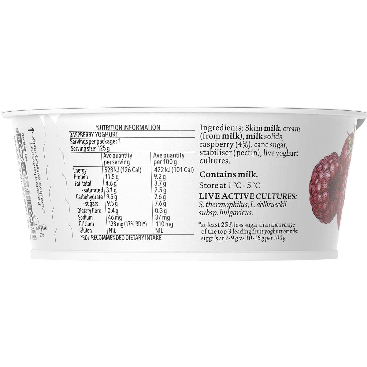 Siggi's Yoghurt Raspberry 125g | Woolworths