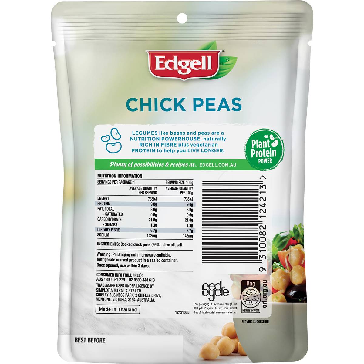 Edgell Chick Pea Pouch 100g | Woolworths