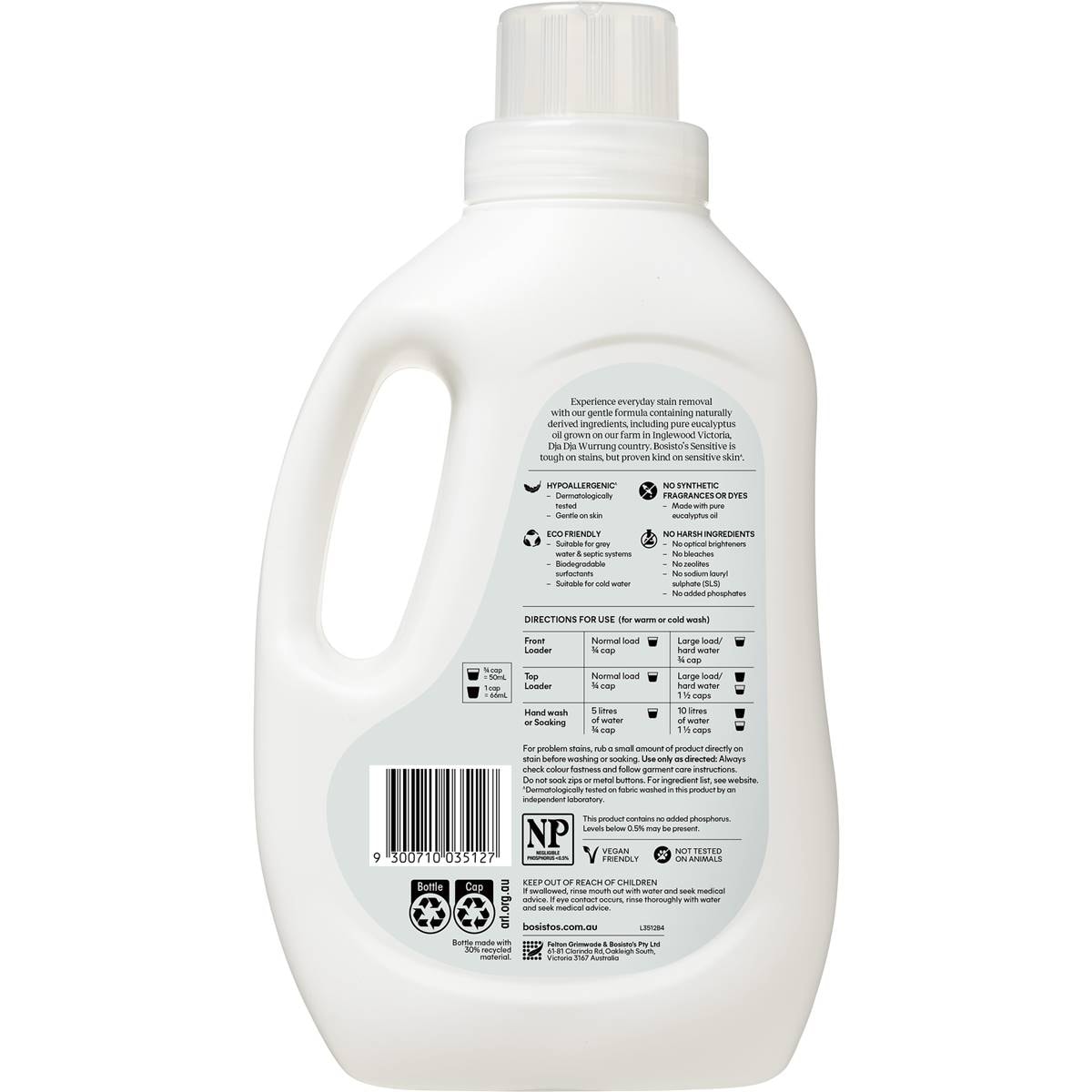 Bosisto's Sensitive Laundry Liquid 1.2l | Woolworths