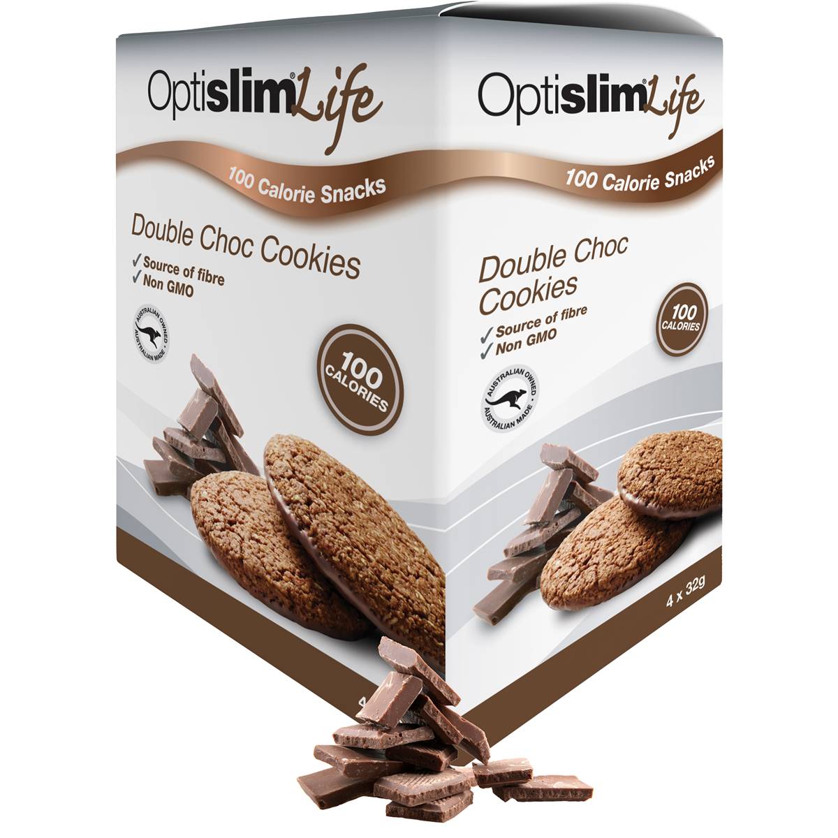 Optislim Life Double Choc Cookies 4 X32g | Woolworths