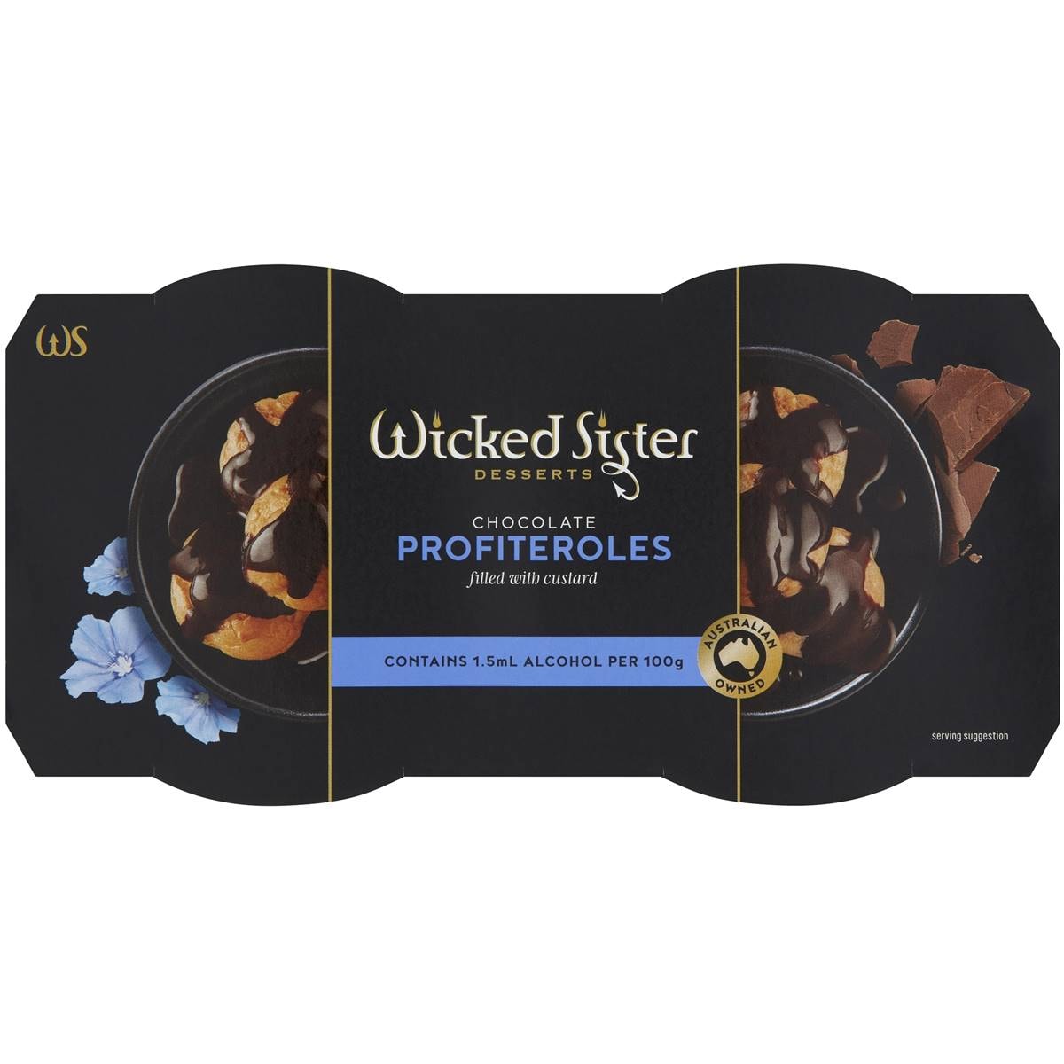 Wicked Sister Choc Profiteroles 85g X2 Pack | Woolworths
