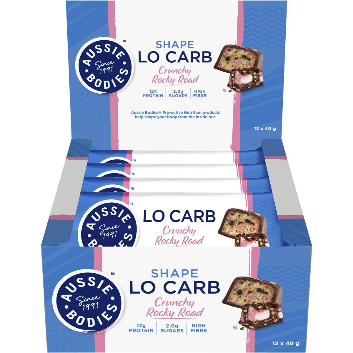 Aussie Bodies Lo Carb Protein Bar Crunchy Rocky Road 40g | Woolworths