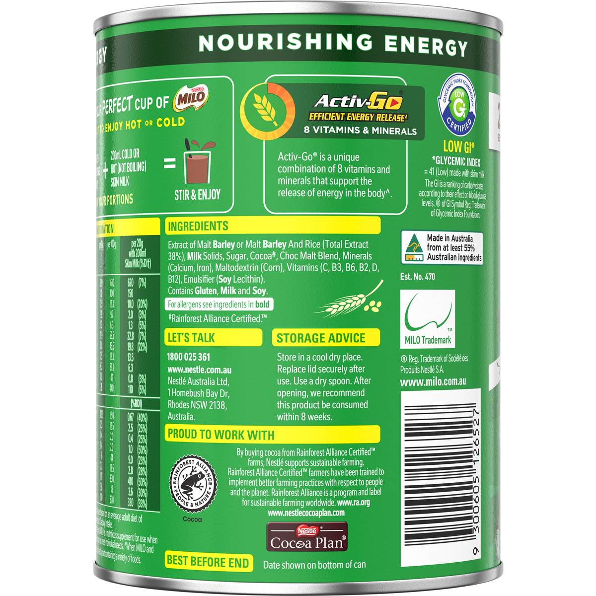 Nestle Milo Malted Drinking Chocolate 460g | Woolworths