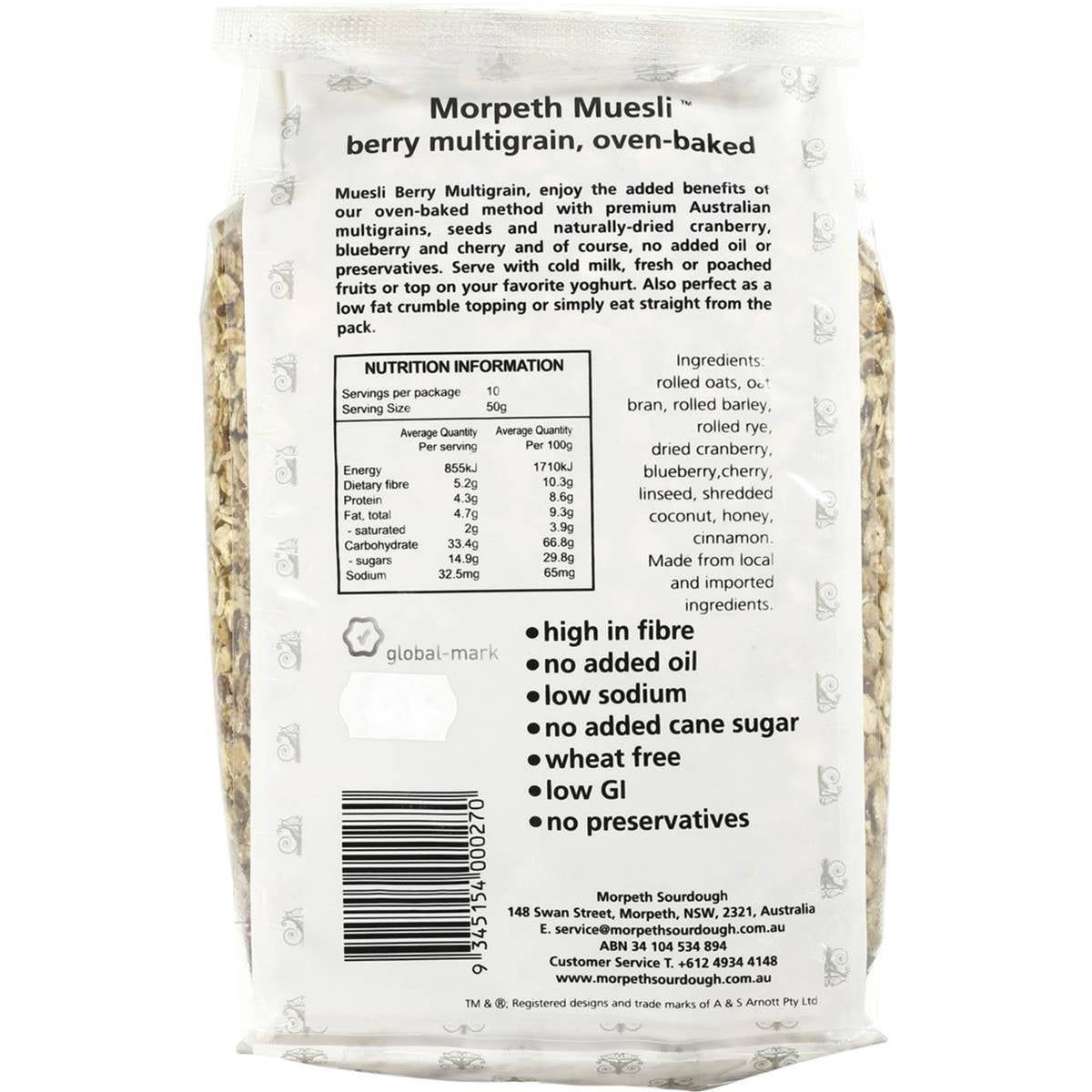 Morpeth Bakehouse Multigrain Berry Muesli 500g | Woolworths