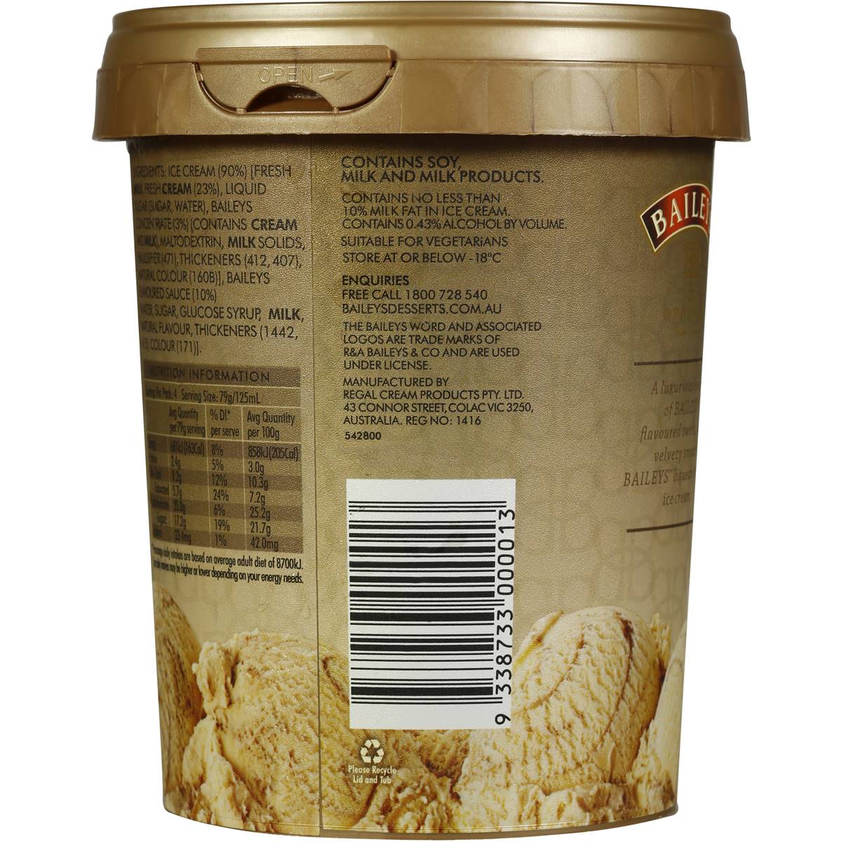 Baileys Ice Cream Tub 500ml | Woolworths