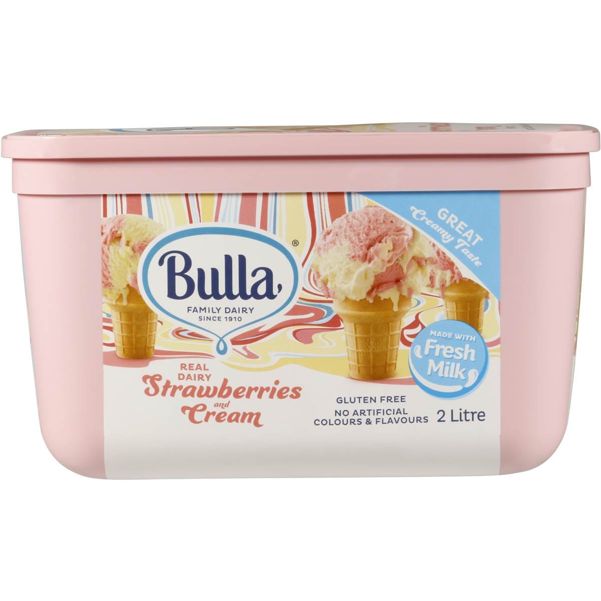 Bulla Reduced Fat Strawberry & Cream Ice Cream 2l | Woolworths